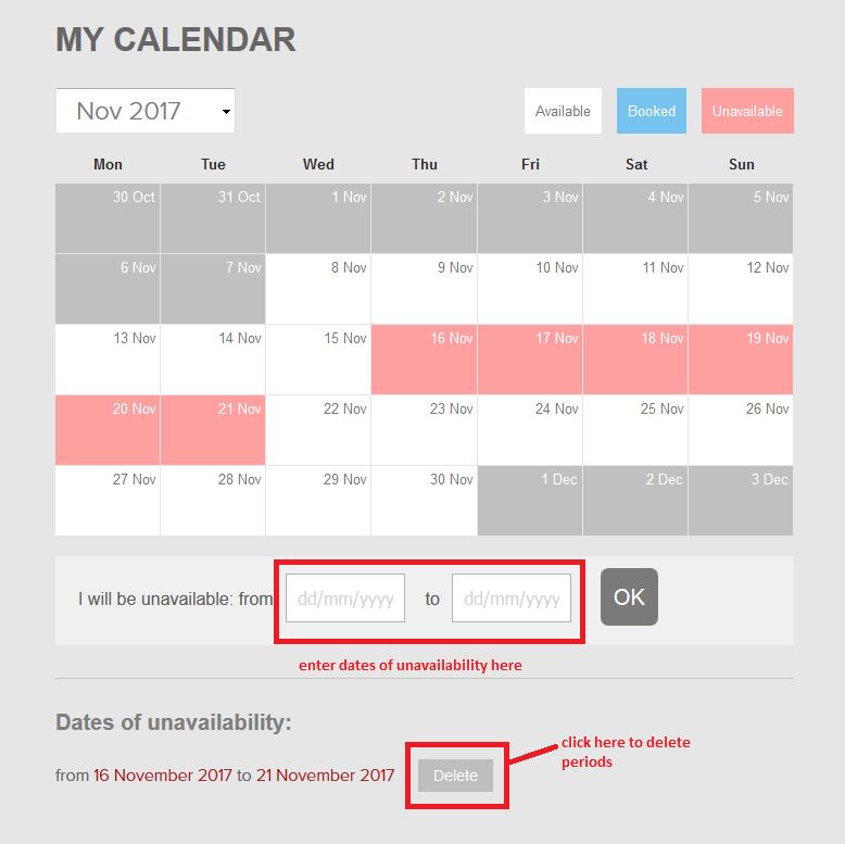 How can I update my calendar? – Holidog